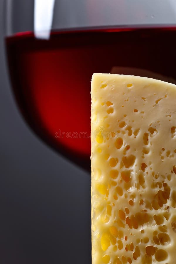 Cheese and Glass of Red Wine Stock Image - Image of food, wineglass ...