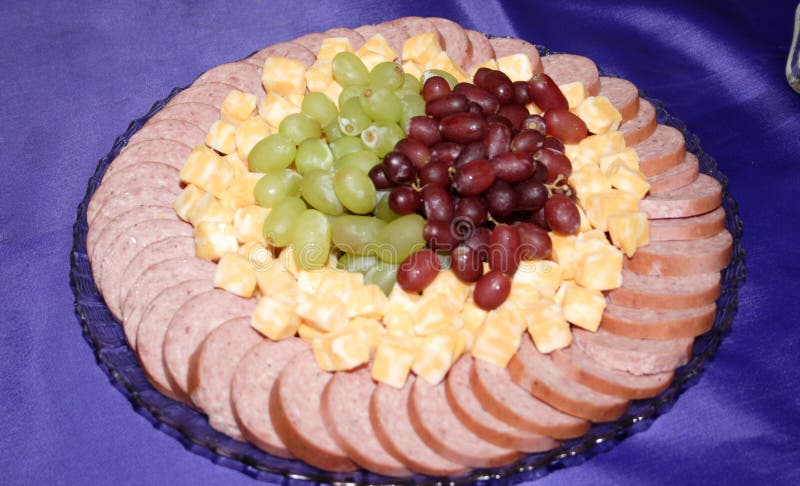 Cheese, Grape and Meat Tray Stock Photo - Image of sliced, blue: 3371016