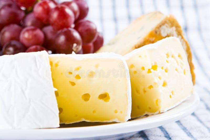 Cheese with grapes stock image. Image of segment, camembert - 4854501