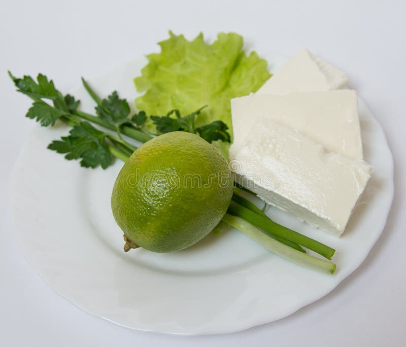 Cheese with Green Vegetables Stock Photo - Image of green, onions: 49630890