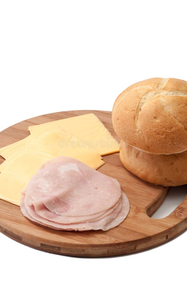 Cheese, Ham and Bread Prepared for Making Sandwiches Stock Photo ...