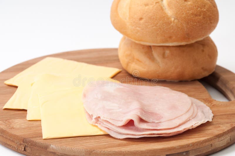 Cheese, Ham and Bread Prepared for Making Sandwiches Stock Photo ...