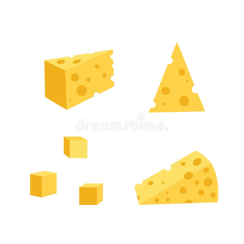 Set of Cheese of Different Shapes Stock Vector - Illustration of slice ...