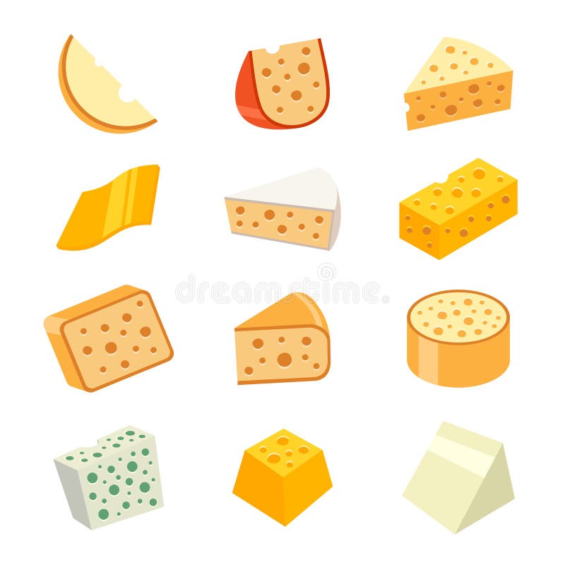 Cheese Icons Set on White Background. Vector Stock Vector ...