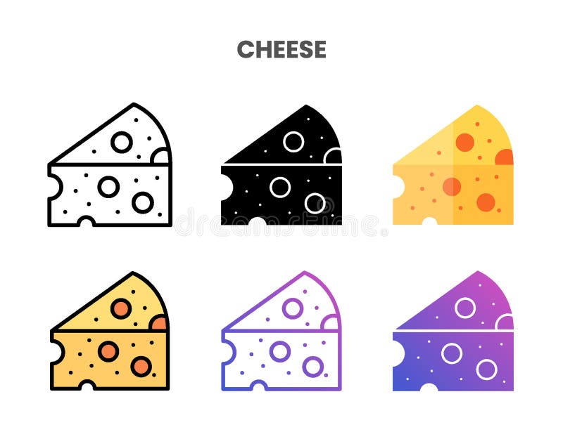 Cheese Icons Set with Different Styles. Stock Vector - Illustration of ...