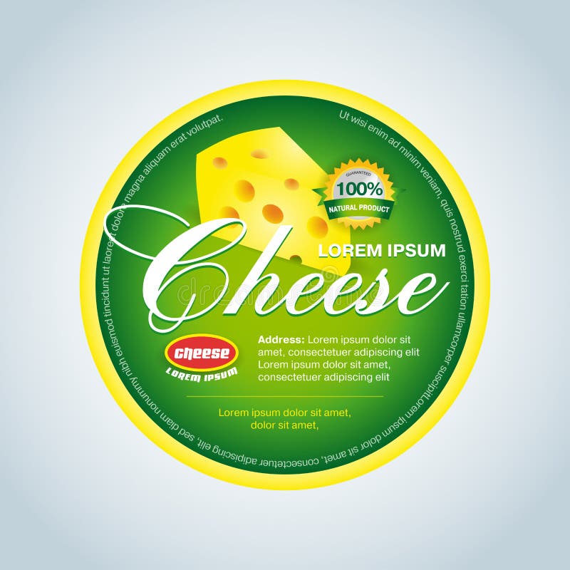 Cheese Label Template Design. Green and Violet Round Cheese Label ...