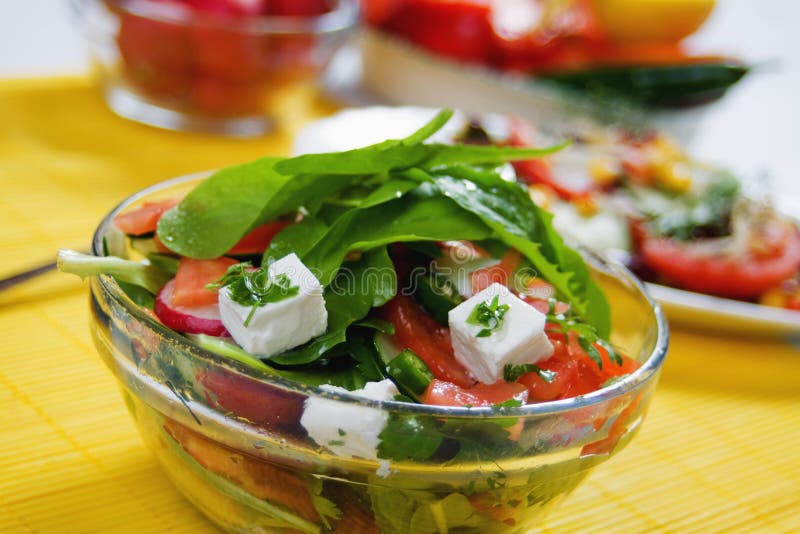 Cheese and lettuce salad stock photo. Image of eating - 15359898