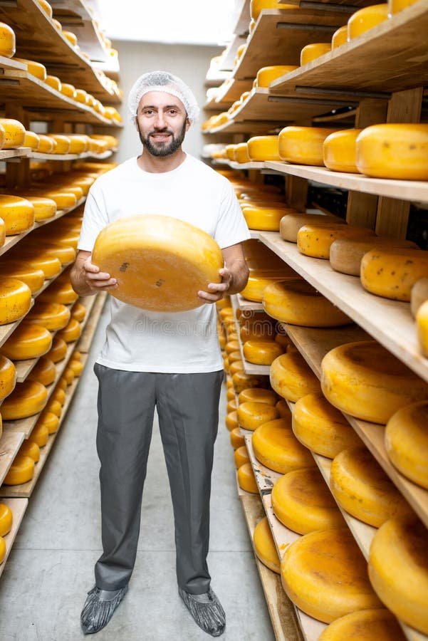 Cheese Maker at the Cheese Storage Stock Image - Image of product ...