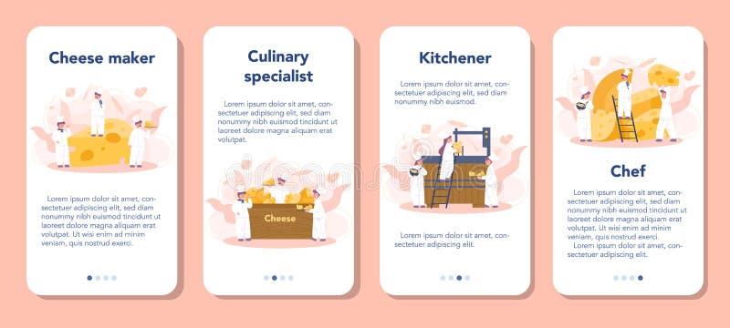 Cheese Maker Concept Mobile Application Banner Set. Professional Stock ...