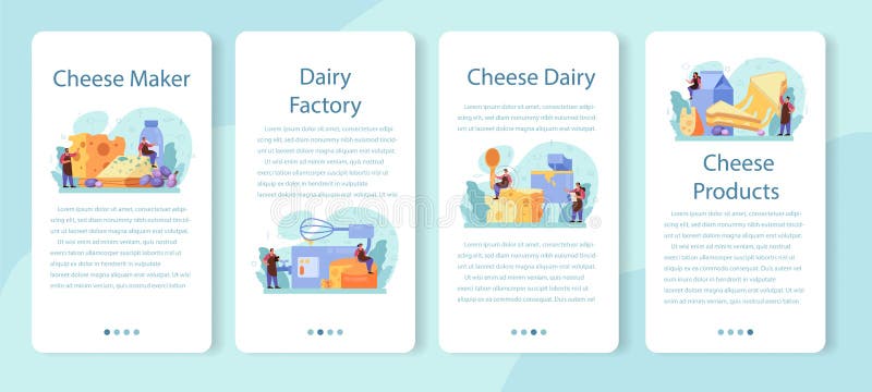Cheese Maker Concept Mobile Application Banner Set. Professional Chef ...