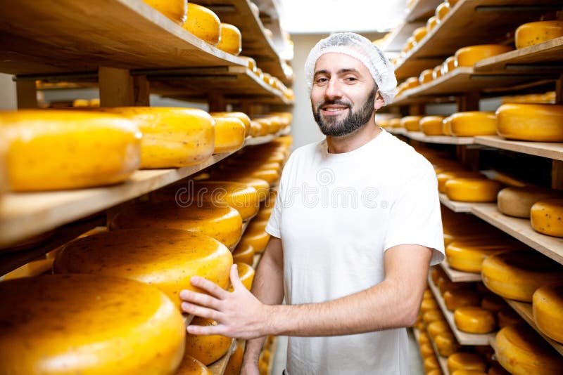 Cheese Maker at the Cheese Storage Stock Image - Image of storage ...