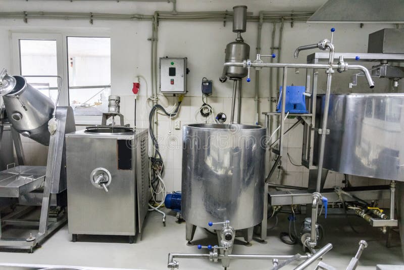 Cheese Making Machine in Modern Manufactory. Stock Image - Image of ...