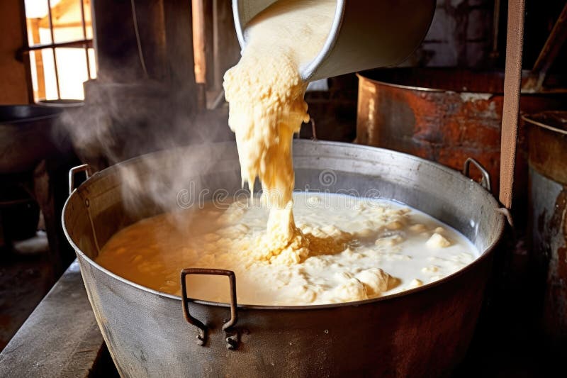 Cheese Making Process, Curdled Milk in Container Stock Illustration ...