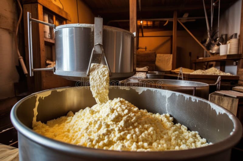Cheese Making Process with Curds and Whey Stock Illustration ...