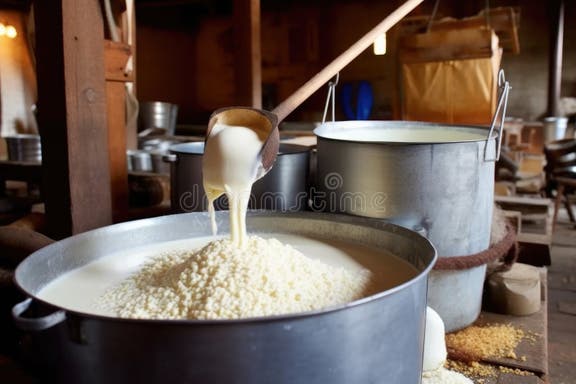 Cheese Making Process with Curds and Whey Stock Illustration ...