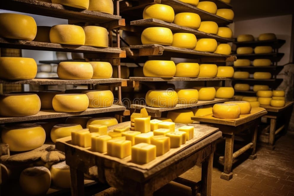 Cheese Maturing in a Commercial Cheese Cellar Stock Image - Image of ...