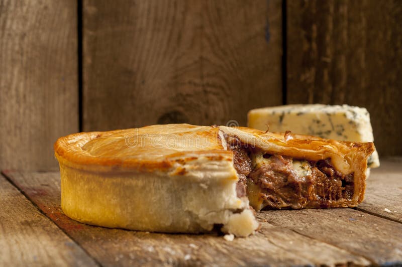 Cheese Meat Pie with a Slice Missing Stock Image - Image of delicious ...