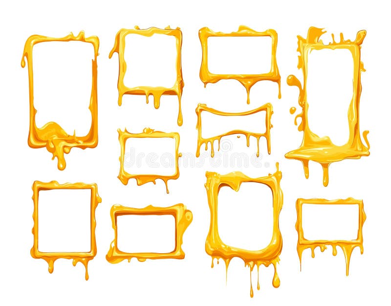 Cheese Melting Frames Cartoon Vector Set. Yellow Cheddar Parmesan ...