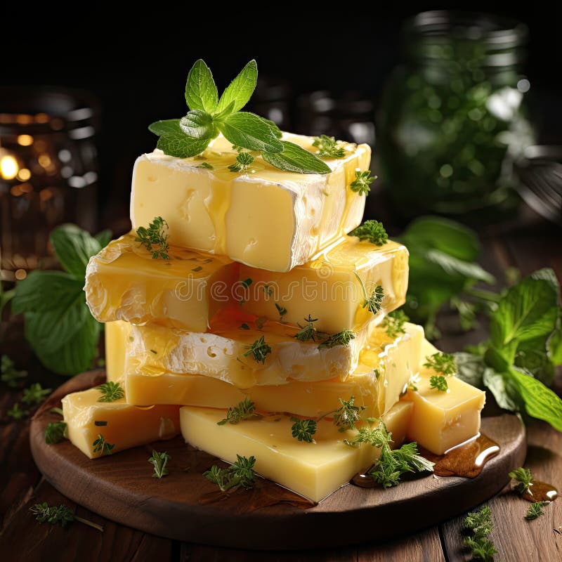 Cheese Mix on Wooden Plate Still-life. Ai Generative. Stock Photo ...