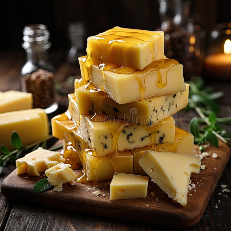 Cheese Mix on Wooden Plate Still-life. Ai Generative. Stock ...