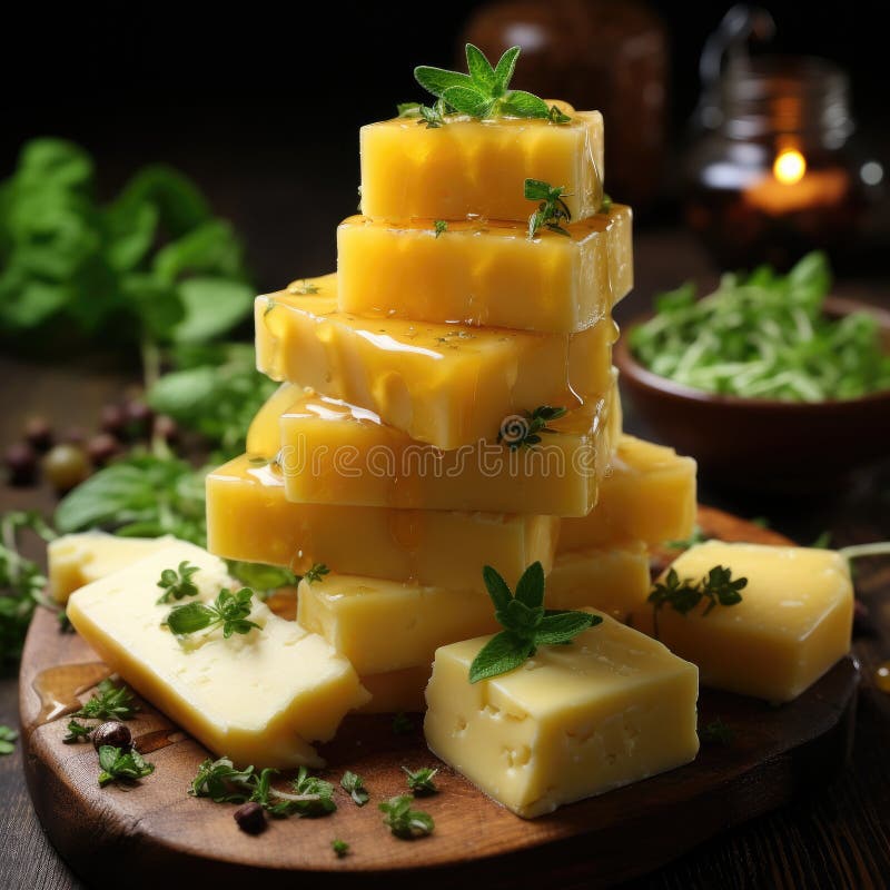 Cheese Mix on Wooden Plate Still-life. Ai Generative. Stock ...