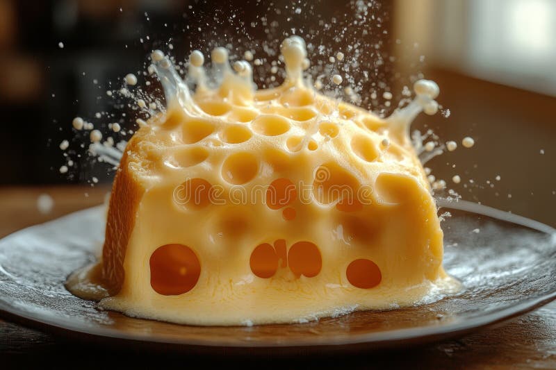 Cheese Molecules Bursting with Flavor on a Dining Plate in a Cozy ...