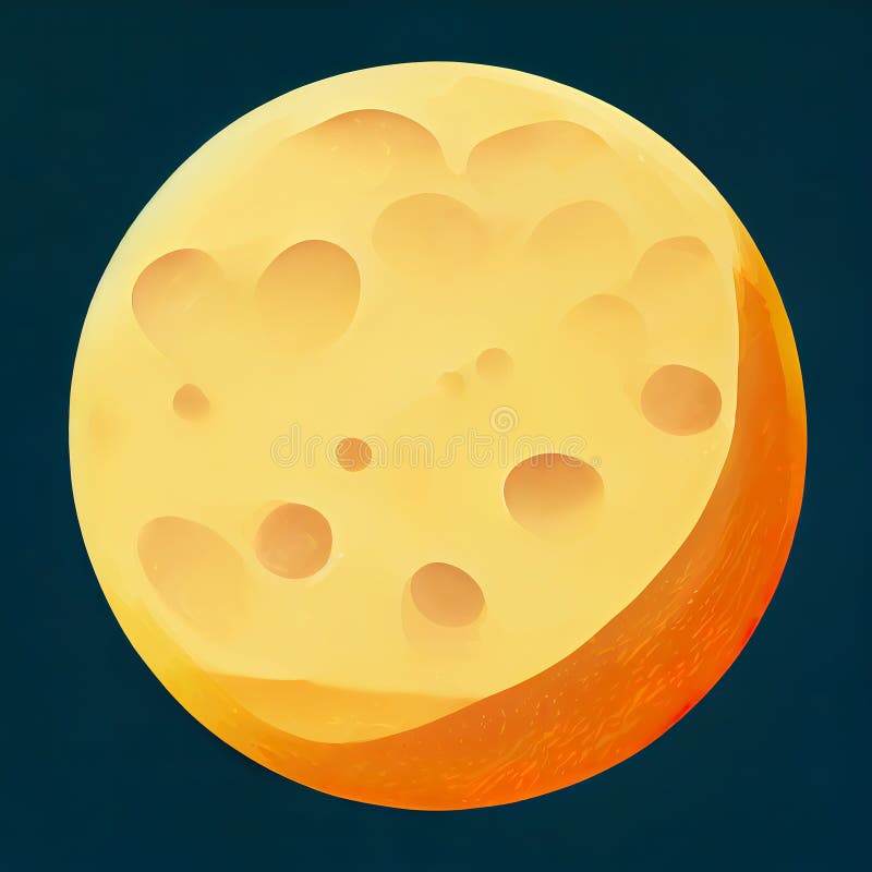 Cheese Moon. Dark Background. Flat Illustration. Digital Illustration ...