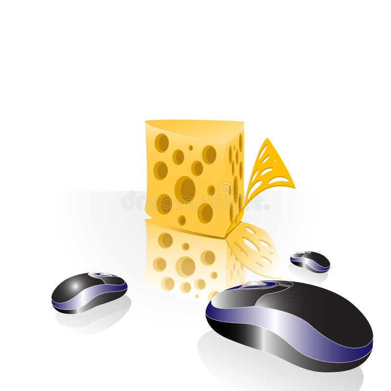 Cheese and mouse stock vector. Illustration of reflection - 12246047