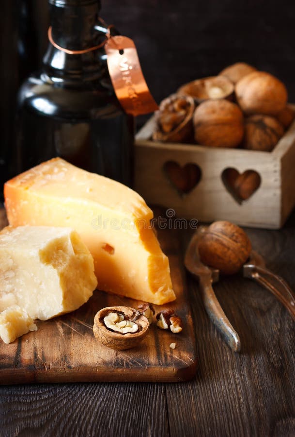 Cheese and nuts. stock image. Image of slice, group, food - 42943565