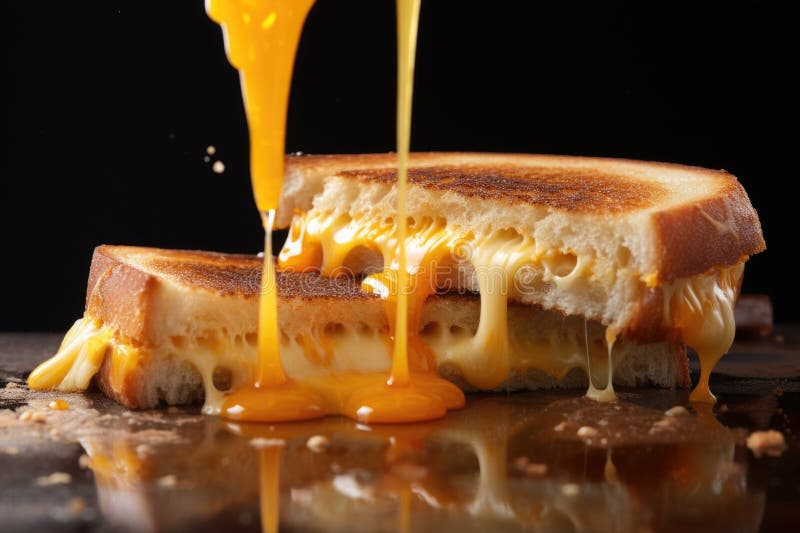 Cheese Oozing Out from a Hot Grilled Cheese Sandwich Stock Illustration ...