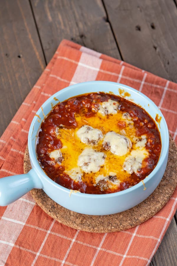 Cheese Overload Meatball in Tomato Sauce Stock Image - Image of ...