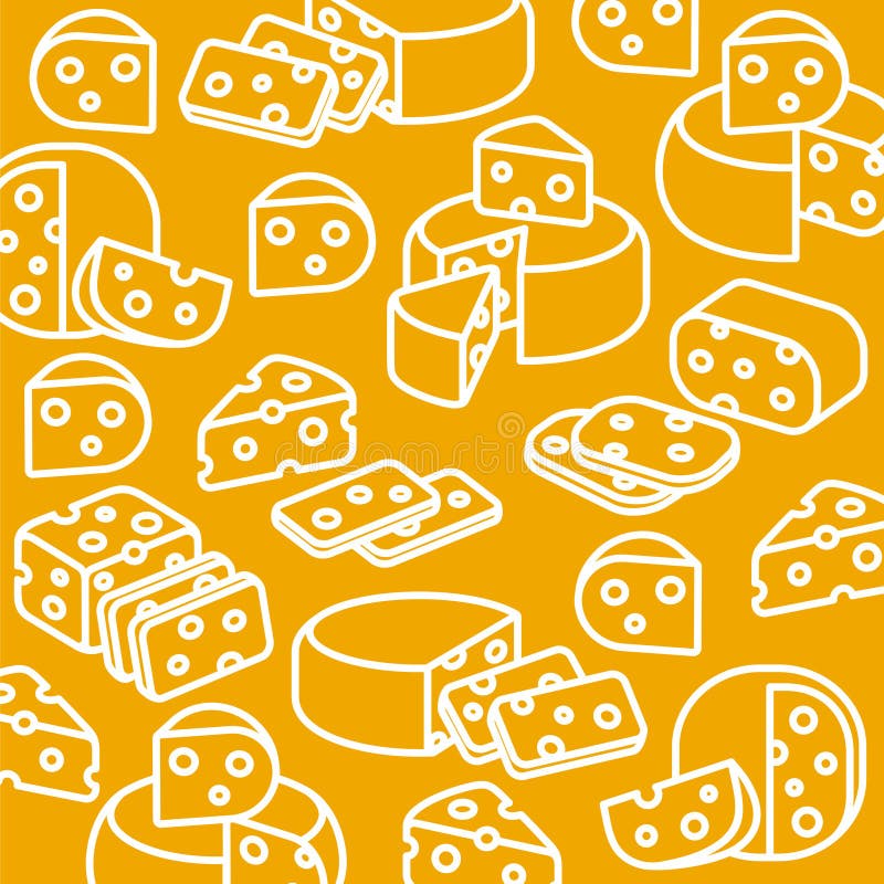 Cheese Pattern Background Set. Collection Icon Cheese Stock Vector ...