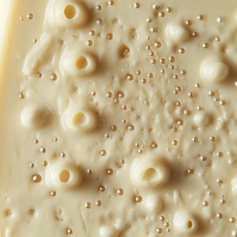 Cheese Pattern with a Rich, Creamy Texture in Close-up, Tiny Holes and ...