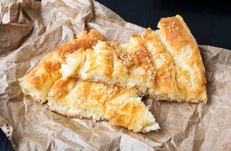 Cheese Pie Covered with Sesame Stock Photo - Image of meat, cheese ...