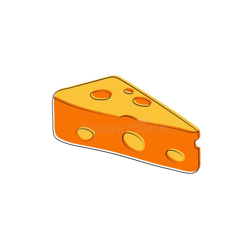 Cheese Piece Icon Sign. Vector Cartoon Hand Drawn Illustration Stock ...