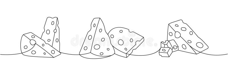 Cheese One Line Continuous Drawing. Different Types of Cheese ...