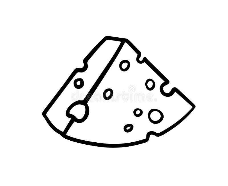 Cheese Piece Single Doodle Hand Drawn Line Icon. Slice Cheese for Menu ...