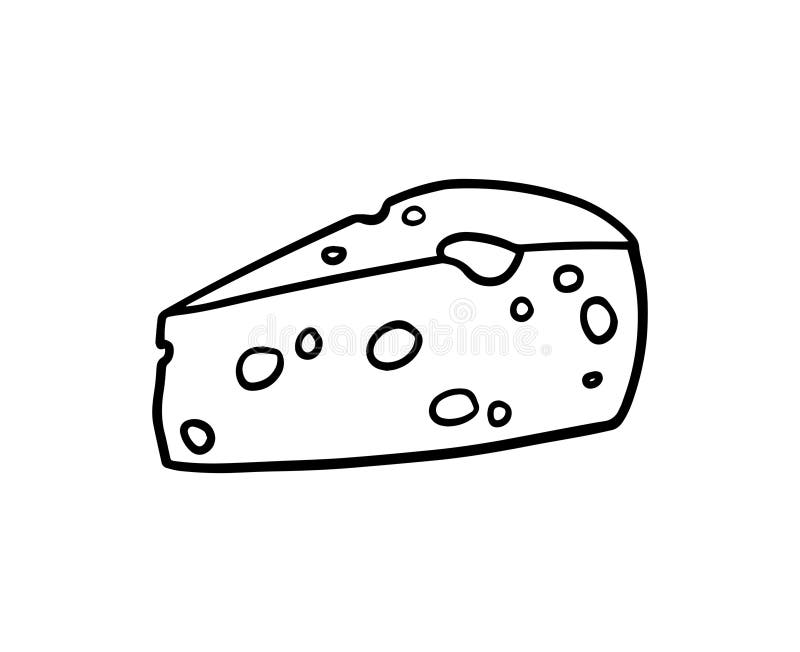 Cheese Piece Single Doodle Hand Drawn Line Icon. Slice Cheese for Menu ...