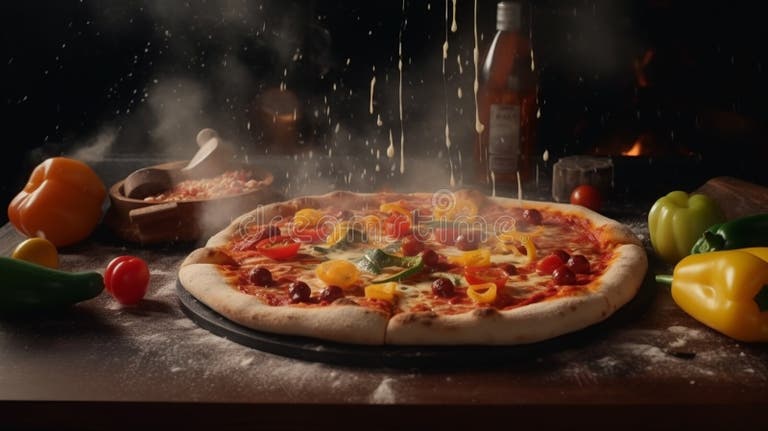 Cheese pizza explosion stock illustration. Illustration of concept ...