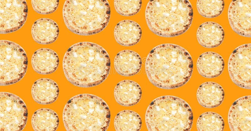 Cheese Pizza Pattern Design on Orange Stock Photo - Image of card ...