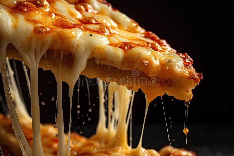 A Cheese Pizza Slice in a Close-up, Highlighting the Gooey, Stringy ...