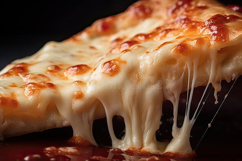 Cheese Pizza Slice Pulled Up, Showcasing the Cheesy, Elastic Goodness ...