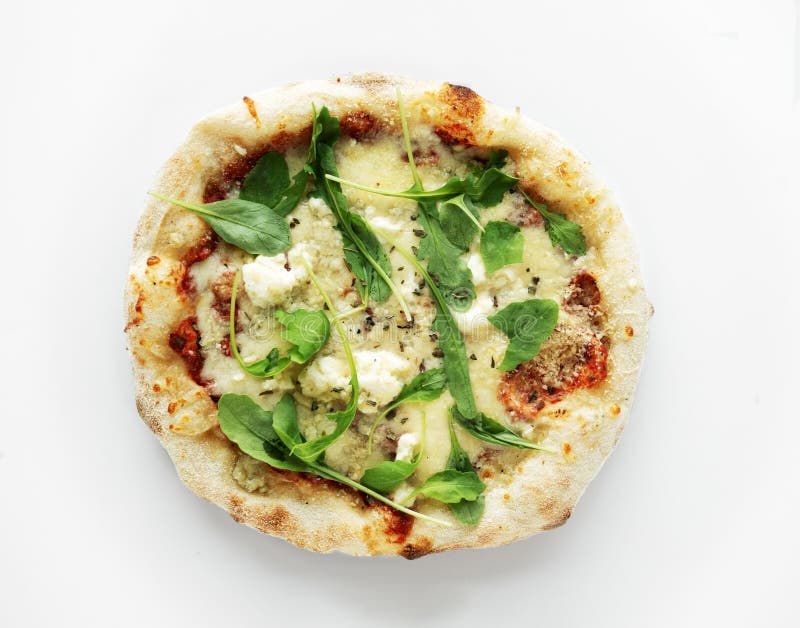 4 Cheese Pizza on White Background. Pizza Top View. Stock Image - Image ...