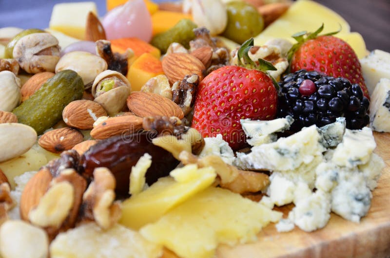 Cheese Plate - Appetizer and Snack Stock Image - Image of board ...