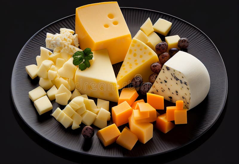 Cheese Plate with Different Types of Cheeses. AI Generated Stock ...