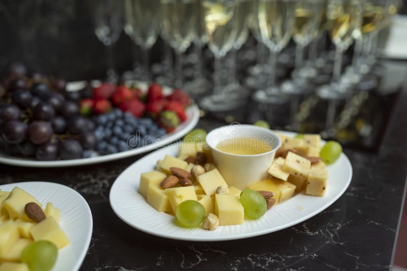 Cheese Plate with Honey and Nuts Stock Photo - Image of cuisine ...