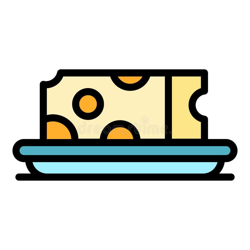 Cheese on Plate Icon Color Outline Vector Stock Vector - Illustration ...
