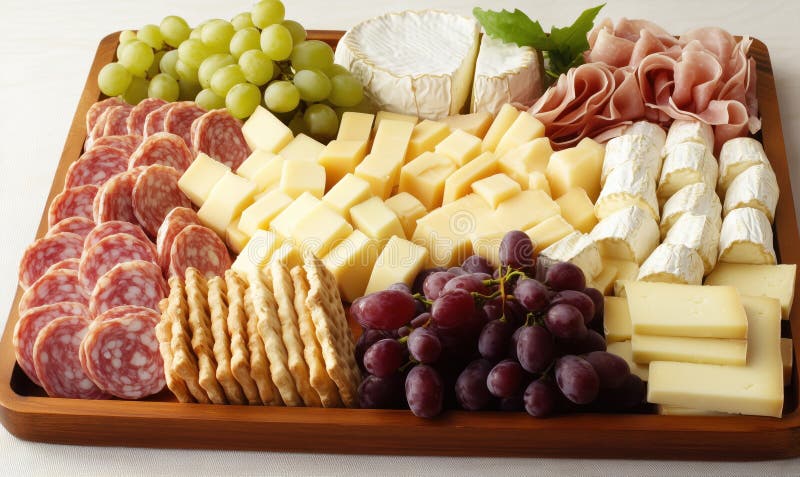Cheese Platter with Assorted Meats, Fruits, and Crackers Stock Image ...