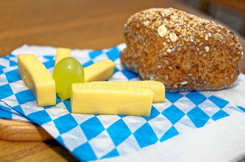 Cheese Platter with Cheese, Bread and Fruit Stock Image - Image of ...