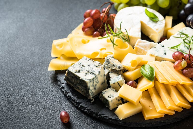 Cheese Platter with Craft Cheese Assortment on Slate Board. Stock Photo ...